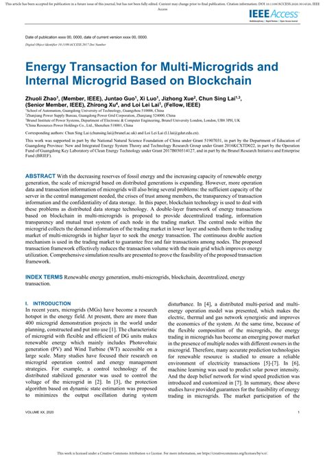 Pdf Energy Transaction For Multi Microgrids And Internal Microgrid Based On Blockchain