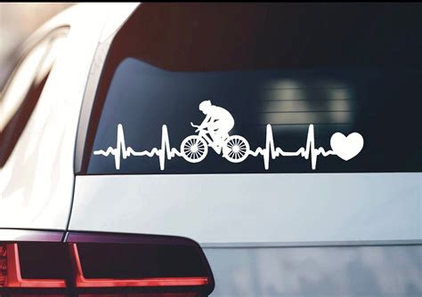 Biking Heart Beat Vinyl Decal Racing Bike Sicker Biking Lover T
