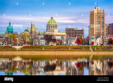 Harrisburg Pennsylvania Usa Downtown City Skyline On The Susquehanna