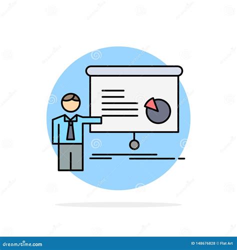 Graph Meeting Presentation Report Seminar Flat Color Icon Vector