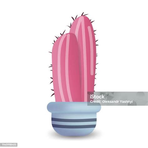 흰색 배경에 고립 된 파란 냄비에 핑크 선인장 열 대 즙과 꽃 식물 멕시코 스타일 템플릿입니다 디자인에 대 한 벡터 일러스트 레이 션 웹 0명에 대한 스톡 벡터 아트 및