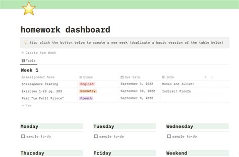 Aesthetic Homework Notion Template