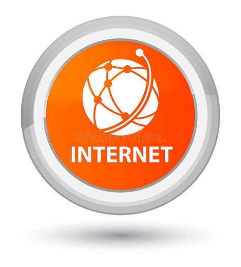 Internet Global Network Icon Prime Orange Round Button Stock Illustration Illustration Of