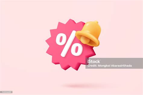 3d 태그 가격 아이콘과 함께 온라인 할인 쿠폰에 대한 벨 알림 쇼핑을위한 훌륭한 제안 특별 제안 프로모션 알림이있는 판매 3d 가격 태그 아이콘 벡터 렌더링 일러스트 레이