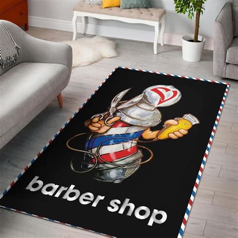 Personalized Barber Pole Barber Shop Rug Black Rug Shopping Barber