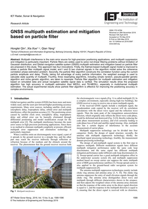 GNSS Multipath Estimation And Mitigation Based On Particle Filter Request PDF