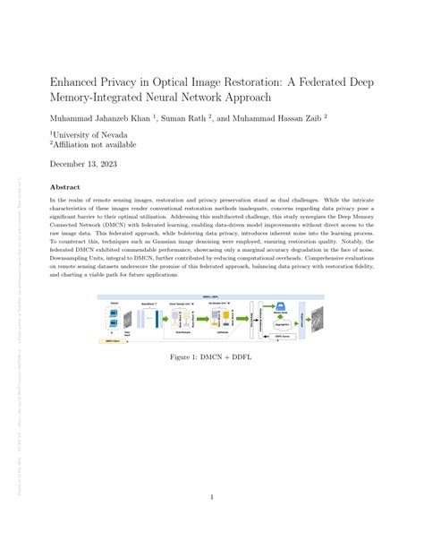 Pdf Enhanced Privacy In Optical Image Restoration A Federated Deep Memory Integrated Neural