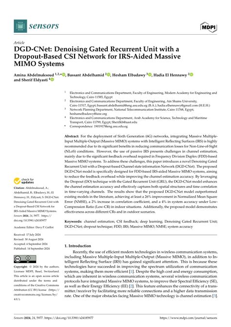 Pdf Dgd Cnet Denoising Gated Recurrent Unit With A Dropout Based Csi Network For Irs Aided