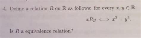 Solved Define A Relation R On R As Follows For Every Chegg Com