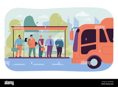 Passengers Waiting For Transport At Bus Stop Stock Vector Image And Art Alamy