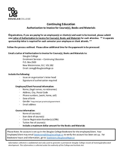 Fillable Online Authorization To Invoice For Course S Fax Email Print Pdffiller