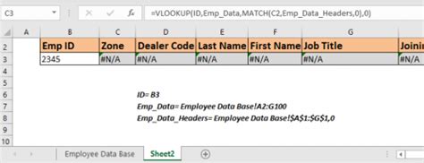get employee information using vlookup in excel
