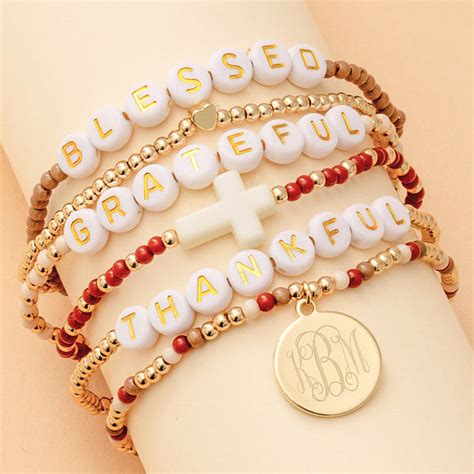 Personalized Fall Bracelet Stack Stack Of 6 Stretch Bracelets