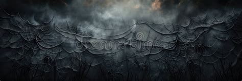 Real Creepy Spider Webs On Banner Halloween Stock Illustration Illustration Of Decor Theme