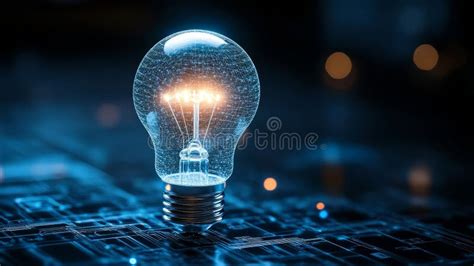 Illuminated Light Bulb On Futuristic Circuit Board Stock Illustration Illustration Of Smart