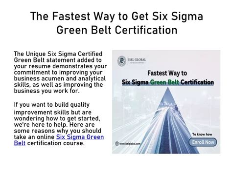 Ppt The Fastest Way To Get Six Sigma Green Belt Powerpoint