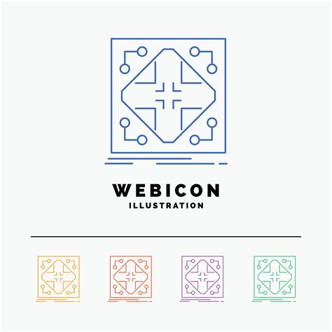 Data Infrastructure Network Matrix Grid 5 Color Line Web Icon Template Isolated On White