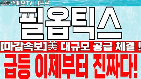 🔴 필옵틱스 주가전망 美 수주 밀려들어온다 🔴급등 지금부터 시작이다 필옵틱스 필옵틱스주가 필옵틱스전망 필옵틱스