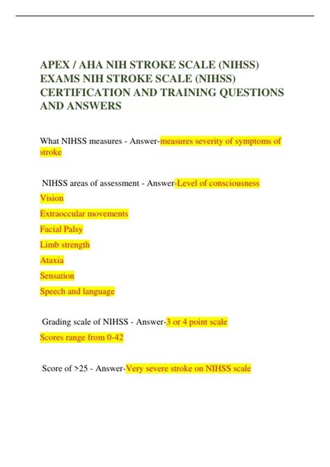 Apex Aha Nih Stroke Scale Nihss Exams Nih Stroke Scale Nihss Certification And Training