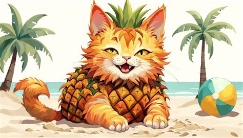 Purnapple Whimsical Pineapple Cat In Tropical Paradise