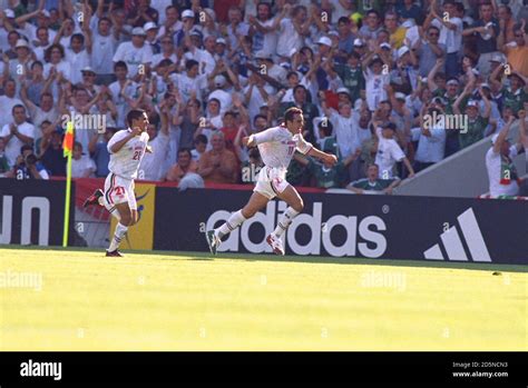 Mexicos Cuauhtemoc Blanco Right Celebrates Scoring The Equalising