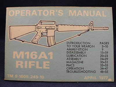 Vintage Vietnam Era M16a1 Rifle Operators Manual April 1977 Gun
