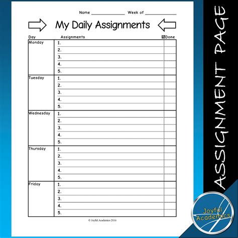 Free Printable Assignment Sheets For Students