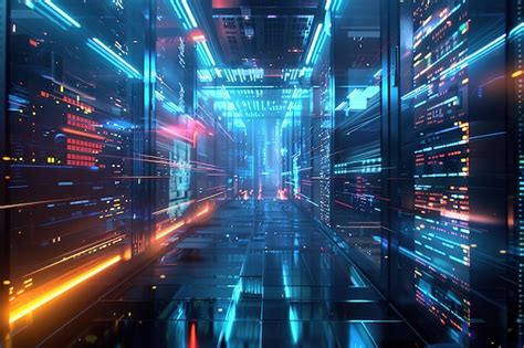 Sci Fi Wall With Digital Number Of Data Code And Futuristic Hud Element