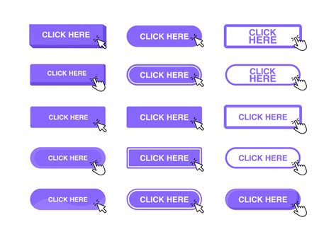 Click Here Button With Hand Cursor Hand Pointer Clicking Vector