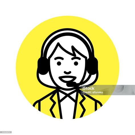 Operator Pusat Panggilan Wanita Di Headset Ilustrasi Vektor Ilustrasi Stok Unduh Gambar