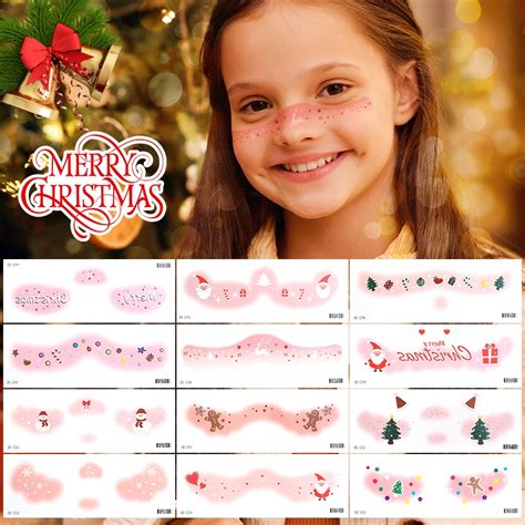 Tattoo Christmas แทททู สติกเกอร์รอยสัก ลายคริสต์มาส กันน้ํา สําหรับเด็ก Shopee Thailand