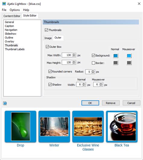Ajatix Lightbox Editing Thumbnails Style
