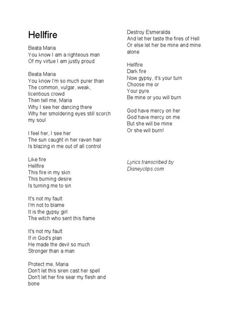 Hellfire Lyrics The Hunchback Of Notre Dame Pdf