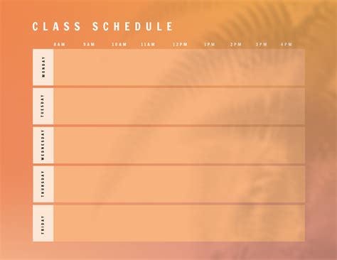 Class Schedule Fern Customizable Template Shutterstock