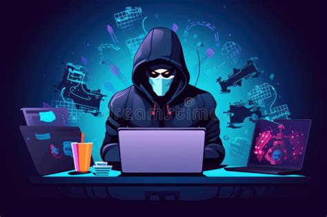 Hacker Anonymous Hacker Hacker 2d Illustration Cyberspace Stock Illustration Illustration