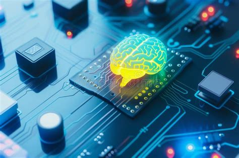 Ai Microchip On Futuristic Circuit Board Symbolizing Advanced Artificial Intelligence Technology