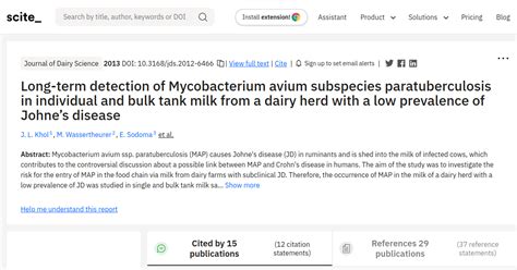 Citation Report Long Term Detection Of Mycobacterium Avium Subspecies Paratuberculosis In