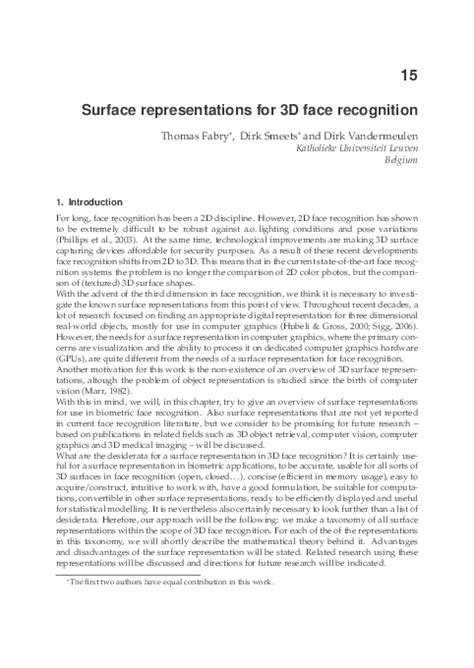 Pdf Surface Representations For 3d Face Recognition