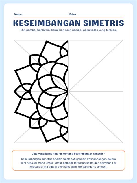 Lembar Kerja Keseimbangan Simetris Radial Unsur Seni Rupa Dalam Gaya Ilustratif Biru Pdf