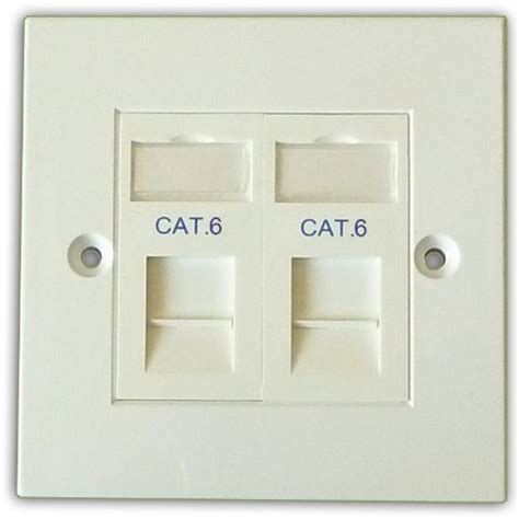 Comms2go Cat6 Double Port Faceplate Twin Socket Rj45 Ethernet