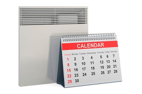 Premium Photo Convection Heater With Desk Calendar 3d Rendering