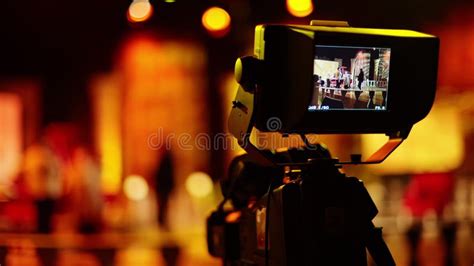 Professional Camera Filming With On The Backstage Stock Footage Video