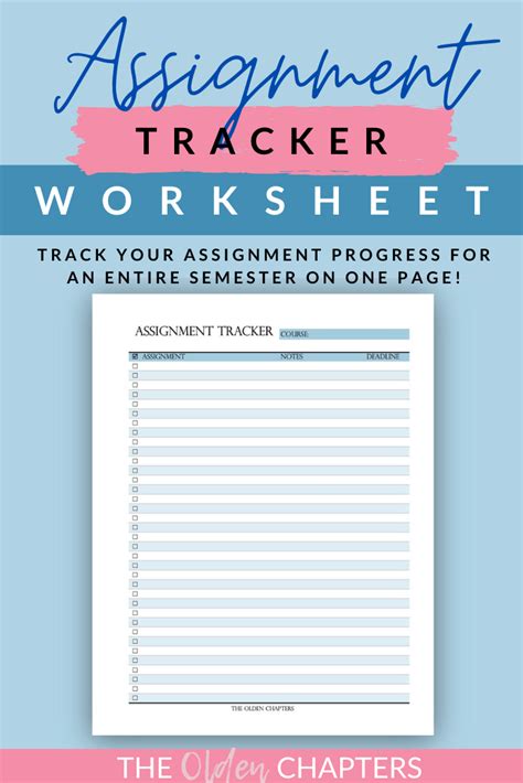Printable Assignment Tracker Class Assignment Page Homework Tracker