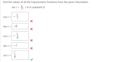 Solved Find The Values Of All The Trigonometric Functions Chegg Com