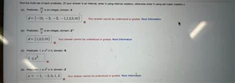 Solved Find The Truth Set Of Each Predicate If Your Answer Chegg