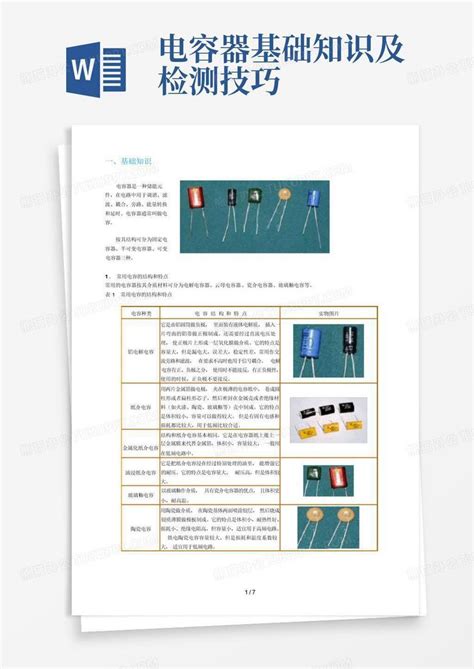 电容器基础知识及检测技巧word模板下载 编号qrbbavyw 熊猫办公