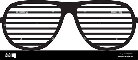Striped Sunglasses Black And White Vector Illustration Stock Vector