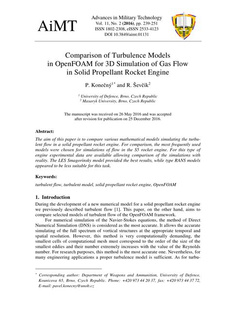 Pdf Comparison Of Turbulence Models In Openfoam For 3d Simulation Of