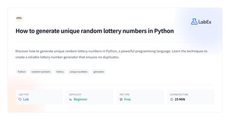 Python 로또 번호 생성 중복 없는 고유 번호 생성 방법 Labex