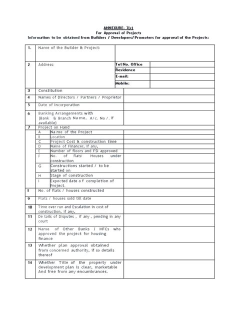 Annexure For Project Approval Word File 7 B And 7c Pdf Banks